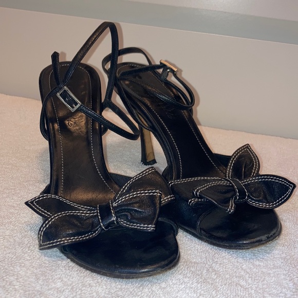 Faconnable | Shoes | Faonnable Strappy Black Italian Leather Bow Toe ...